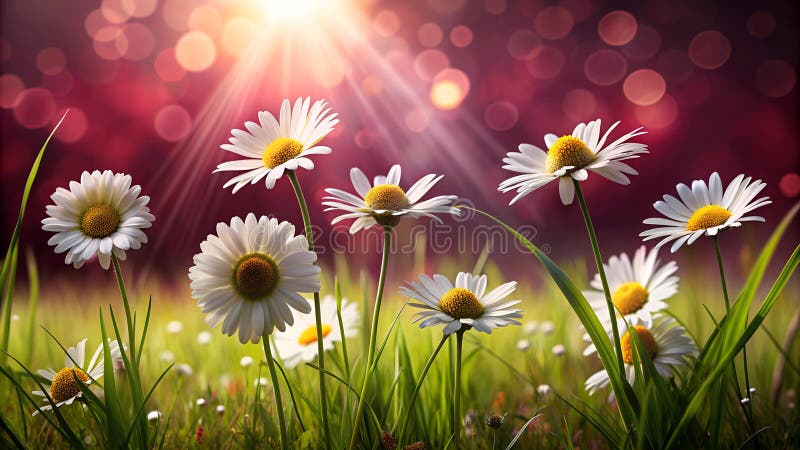 Spring Nature Daisies Flowers Banner or Header with Blurred Space for a ...
