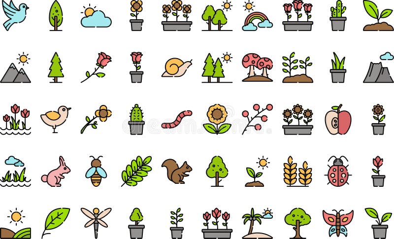 Spring Nature Icons High-Quality Vector Icons Collection with Editable ...