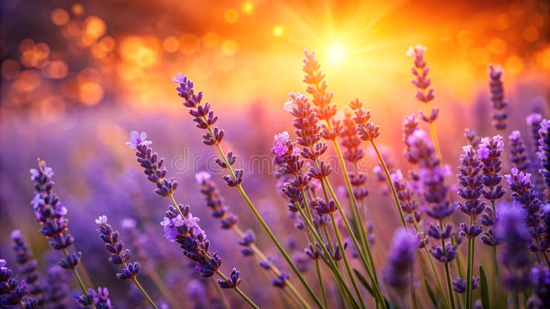 Spring Nature Lavender Flowers Banner or Header with Blurred Space for ...
