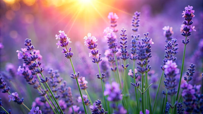 Spring Nature Lavender Flowers Banner or Header with Blurred Space for ...