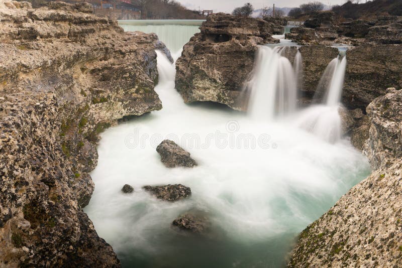 Spring Niagara Waterfall in Montenegro with Fast Water Stream Stock ...