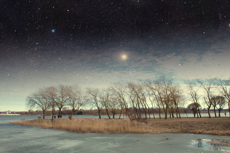 Spring night. stock photo. Image of peace, blue, beautiful - 40353926