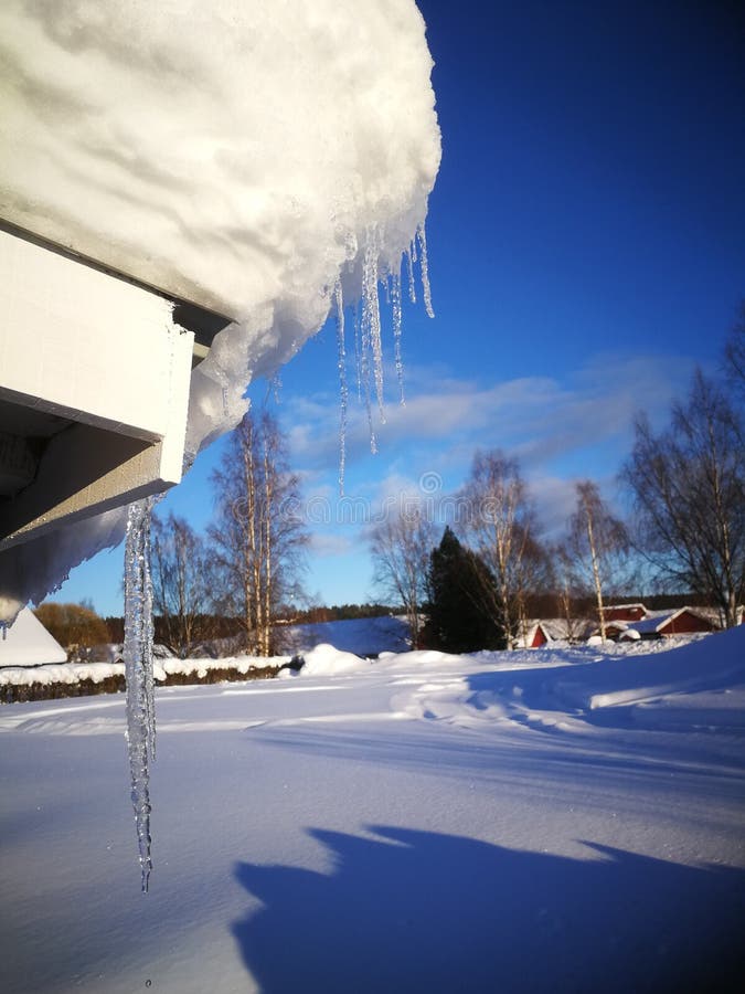 Spring in Sweden stock photo. Image of snow, wind, icicle - 112311890