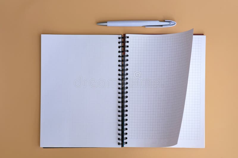 Spring Notepad, Checkered Sheets Top View. Stock Photo - Image of ...