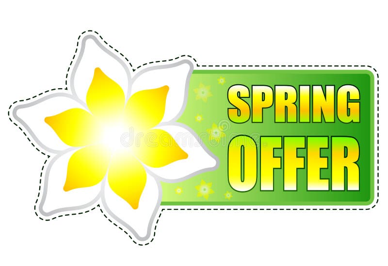 Spring Offer Green Label with Ladybird Stock Illustration ...