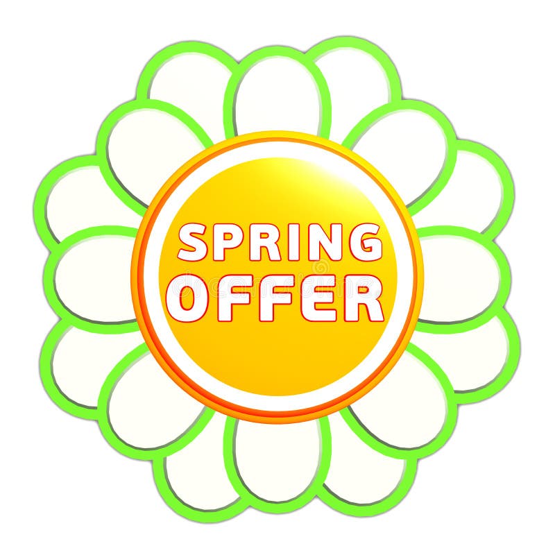Spring Offer Green Orange Flower Label Stock Illustration ...