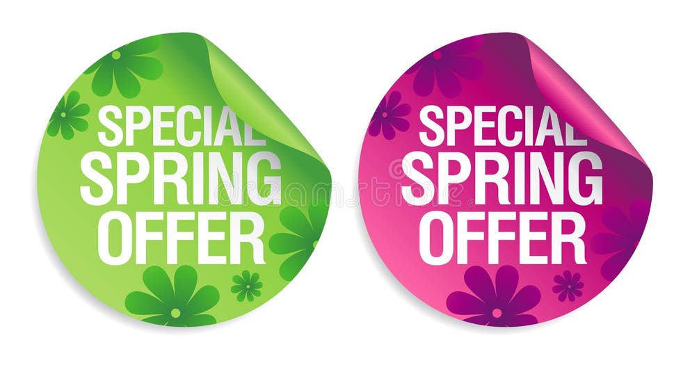 Spring offer stickers. stock vector. Illustration of pink - 23300127