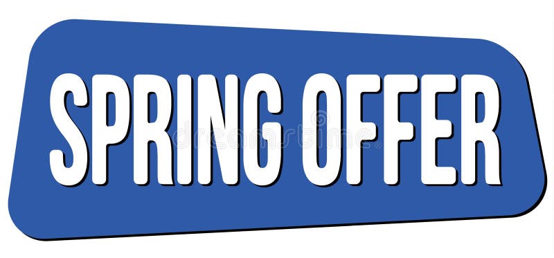 SPRING OFFER Text on Blue Trapeze Stamp Sign Stock Illustration ...