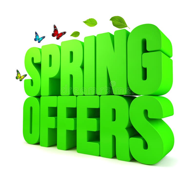 Spring Offers Green 3D Word Stock Illustration - Illustration of ...