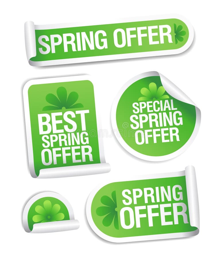 Spring offer stickers. stock vector. Illustration of pink - 23300127