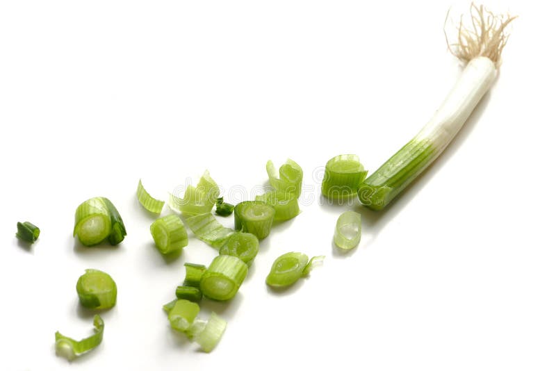 Spring Onion with Some Slices, Isolated Stock Image - Image of diet ...