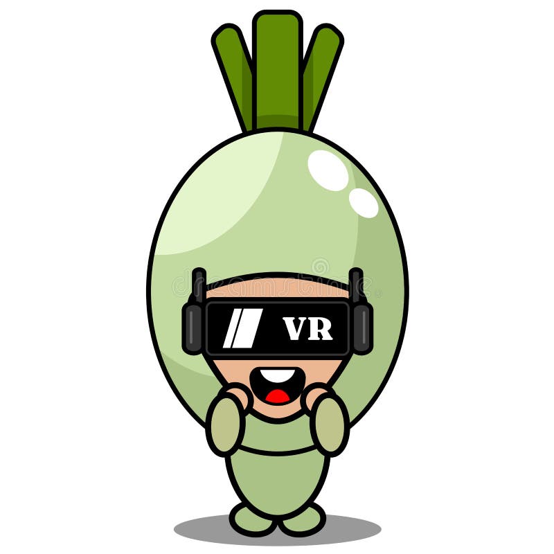 Spring Onion Vegetable Mascot Costume Playing Virtual Reality Stock ...