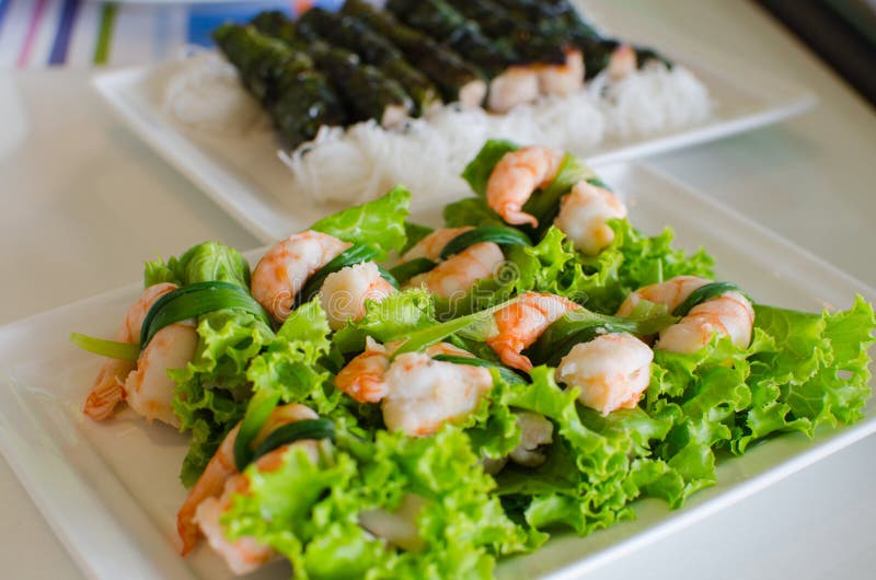 Spring Onion Wrap the Shrimps Stock Photo - Image of herb, spring: 44771432