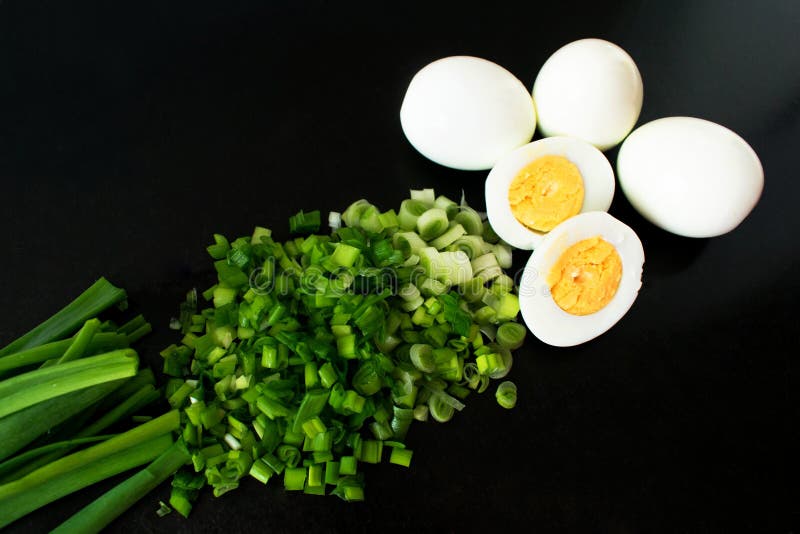 Spring Onions and Boiled Eggs Stock Image - Image of vegetable, bunch ...