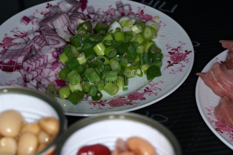 Spring Onions Photographed in Our German Kitchen with Macro Stock Image ...