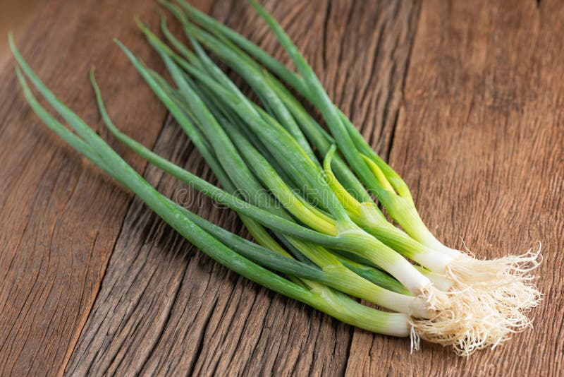 Spring Onions on Wood Background. Stock Image - Image of board, healthy ...