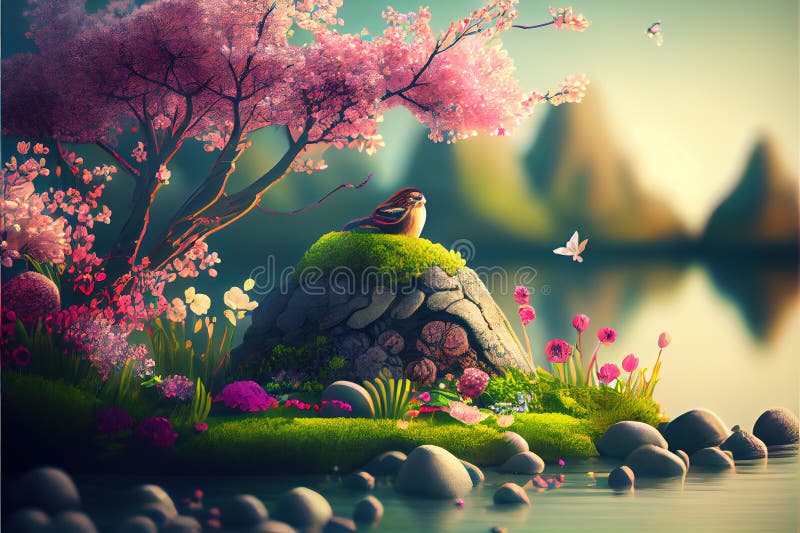 Cherry Blossom Flower Render Stock Illustrations – 348 Cherry Blossom ...
