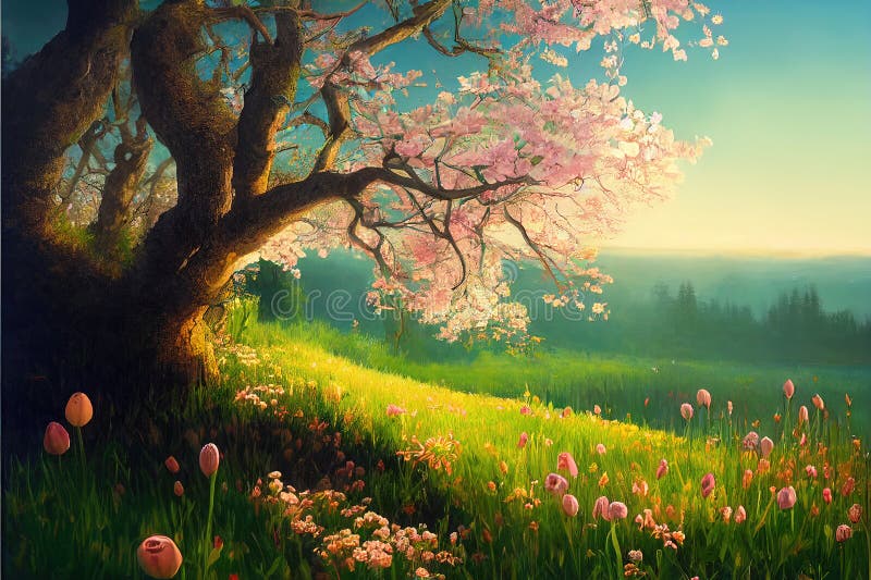 Cherry Blossom Flower Render Stock Illustrations – 348 Cherry Blossom ...