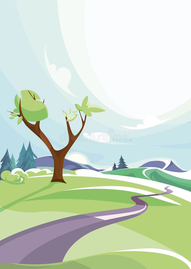 Spring outdoor scene. stock vector. Illustration of cartoon - 212287989