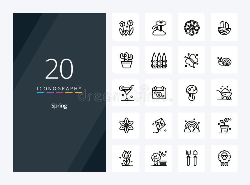 20 Spring Outline Icon for Presentation Stock Vector - Illustration of ...