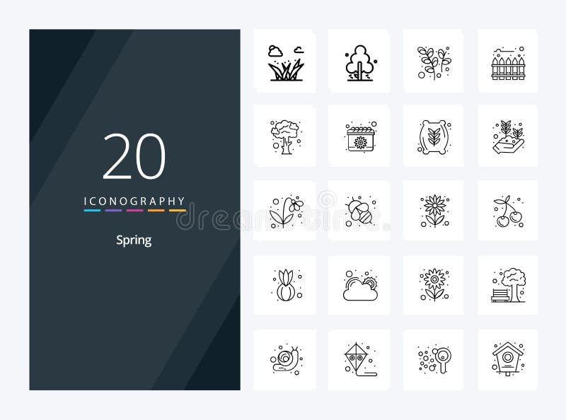 20 Spring Outline Icon for Presentation Stock Vector - Illustration of ...