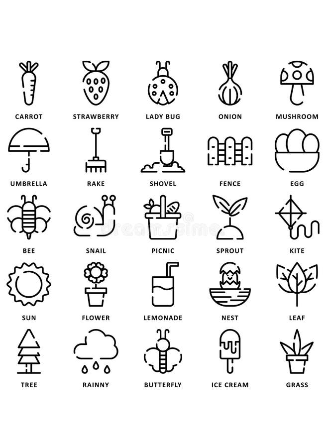 25 Spring Outline Icons Pack Vector Illustration Stock Vector ...
