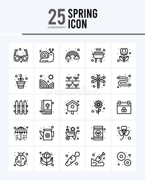 25 Spring Outline Icons Pack Vector Illustration Stock Vector ...