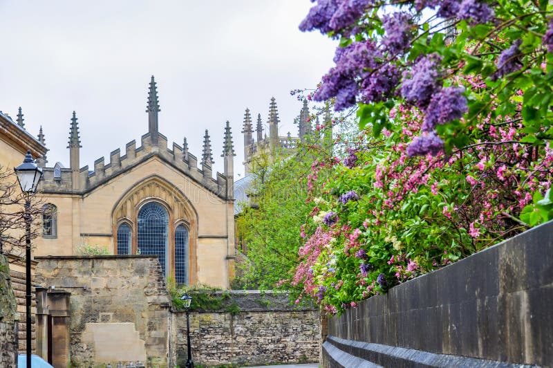 Spring in Oxford town, UK stock image. Image of ancient - 216133529