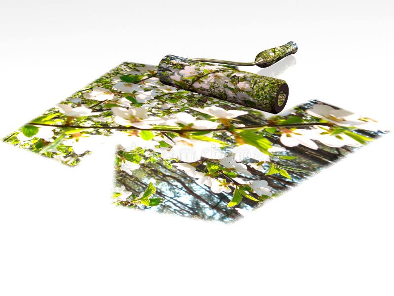 Spring paint roller stock illustration. Illustration of spring - 11379633