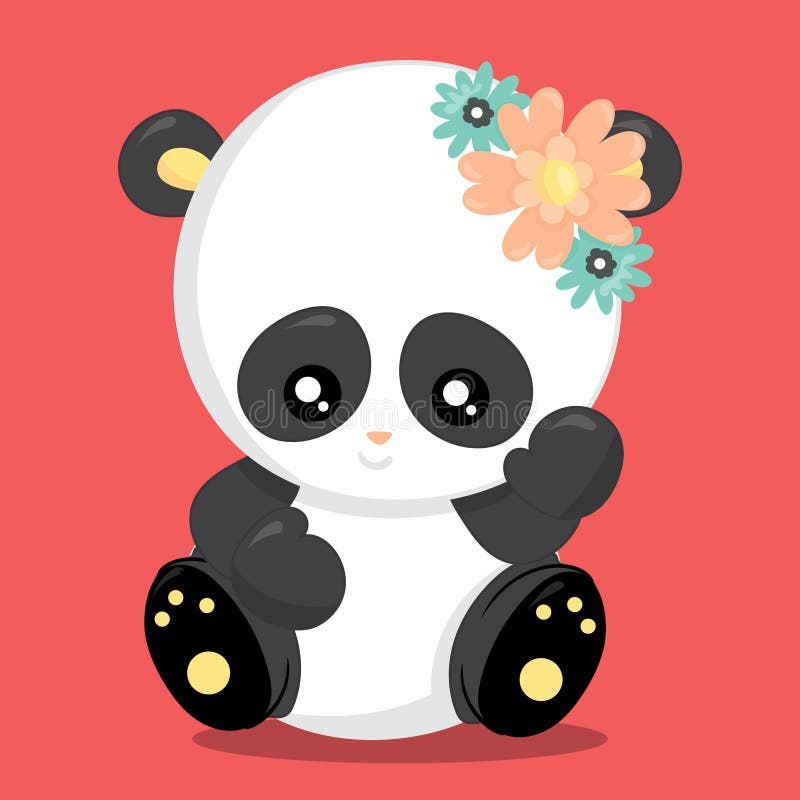 Spring panda sit 01 stock vector. Illustration of vectors - 197988893