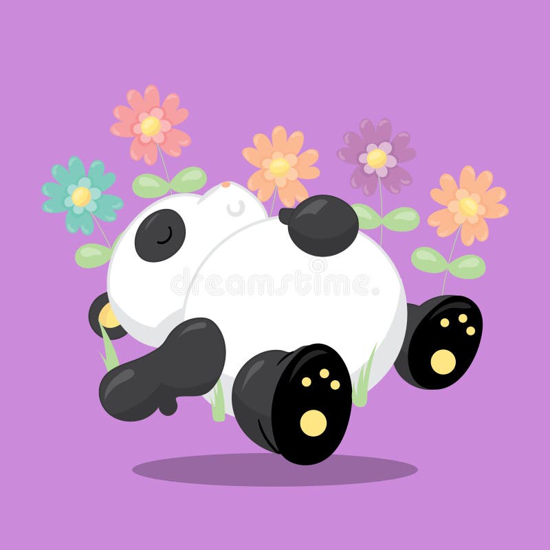 Spring panda sleep 04 stock vector. Illustration of cartoon - 197988895