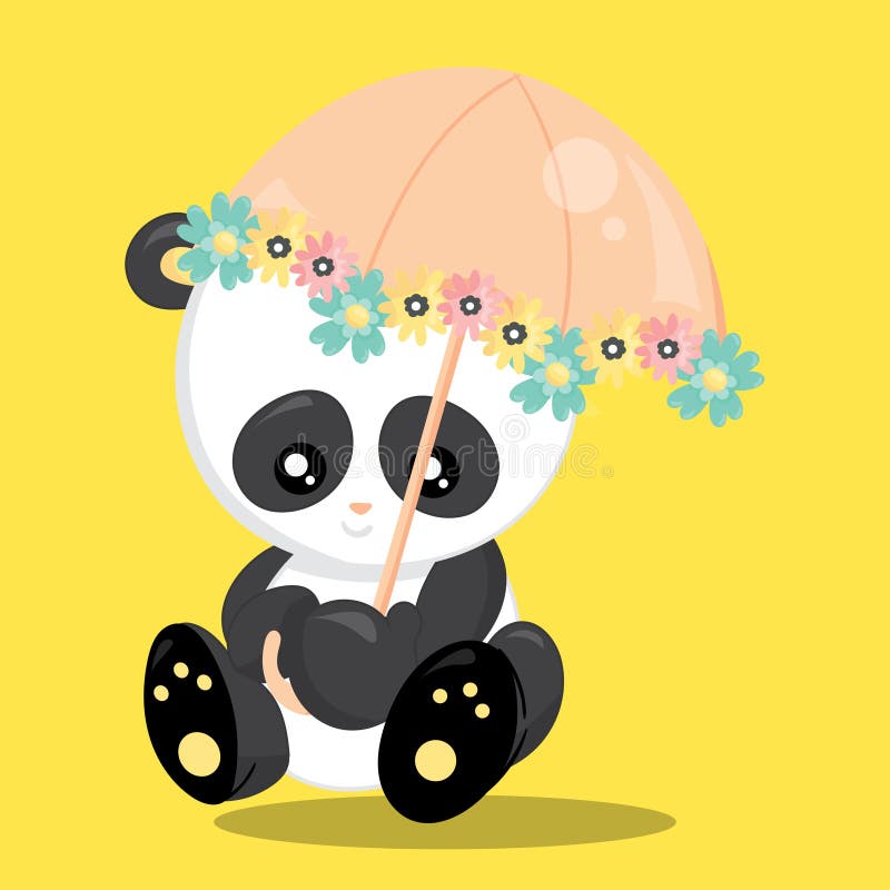 Spring panda umbrella 02 stock vector. Illustration of panda - 197988898
