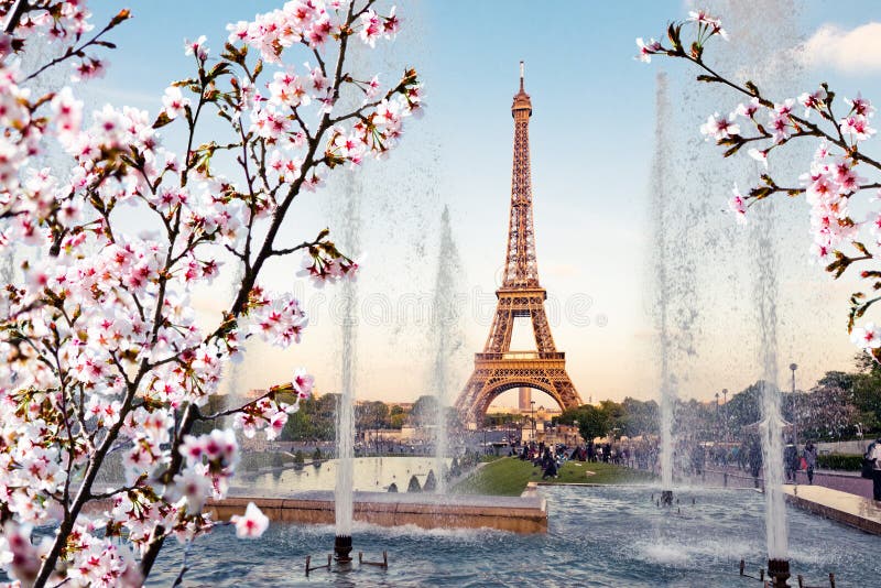 Spring in Paris editorial photography. Image of eiffel - 140477002