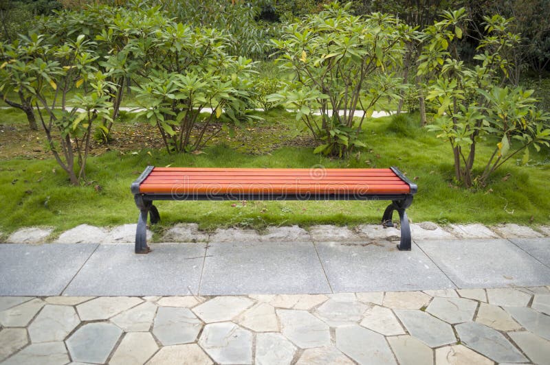 Bench in the spring garden stock image. Image of made - 114740863