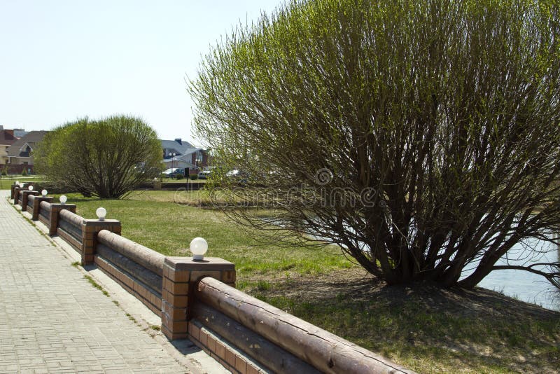 Spring Park, Decorative Fence. Stock Photo - Image of nature, blue ...