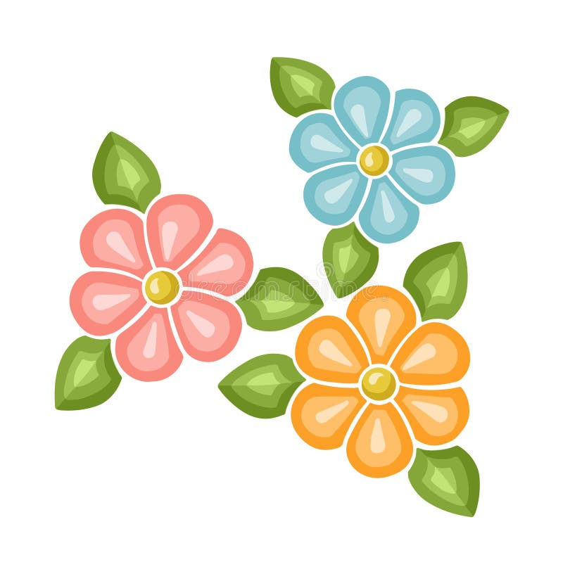 Spring Pastel Stylized Simple Triangle Flowers, for Hand Embroidery ...