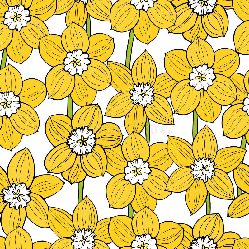 Spring Pattern with Hand Drawn Flowers. Stock Vector - Illustration of ...