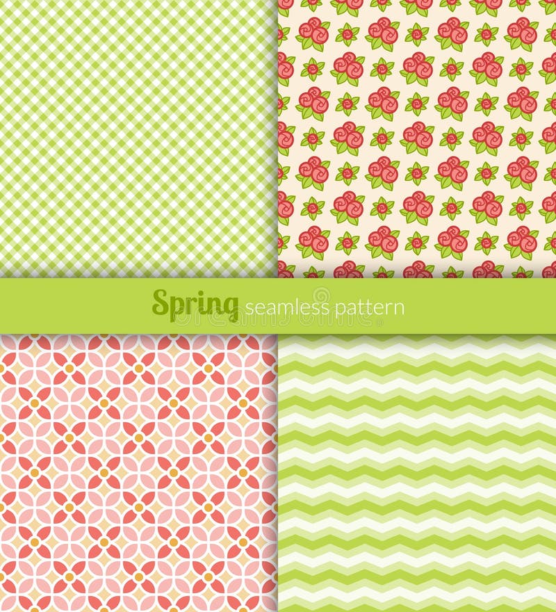 Spring patterns stock vector. Illustration of roses, checkered - 35147256