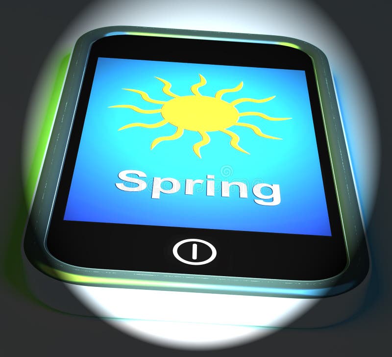 Spring on Phone Displays Springtime Season Stock Illustration ...