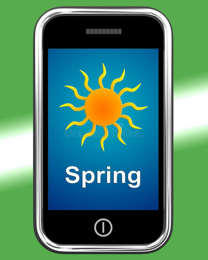 Spring on Phone Means Springtime Season Stock Illustration ...