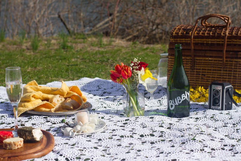 Spring Picnic stock photo. Image of grass, bread, outdoors - 43186812