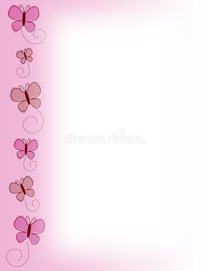 Spring Pink Butterfly Border Stock Illustration - Illustration of ...