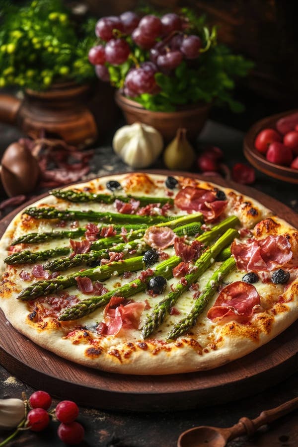 Spring Pizza with Asparagus Stock Image - Image of setting, appetizing ...