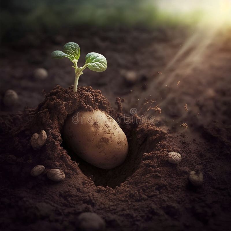 Spring Planting Potatoes in the Ground Illustration Generative AI Stock ...