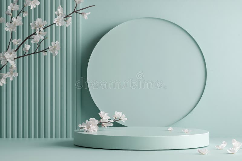 Spring Podium Decor, Soft Petals on Pastel Spring Stage, Set Against ...