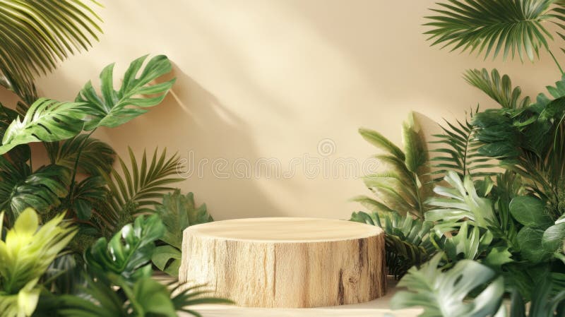 Spring Podium Setup for Showcasing AI Technology Surrounded by Lush ...