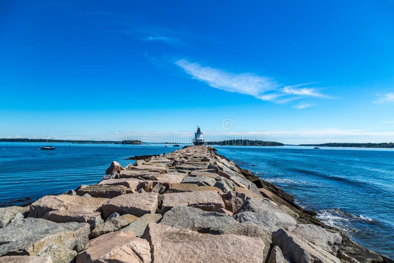 Spring Point Ledge Light Portland Maine Stock Image - Image of casco ...