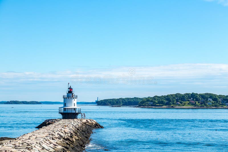 Spring Point Ledge Light Portland Maine Stock Image - Image of park ...