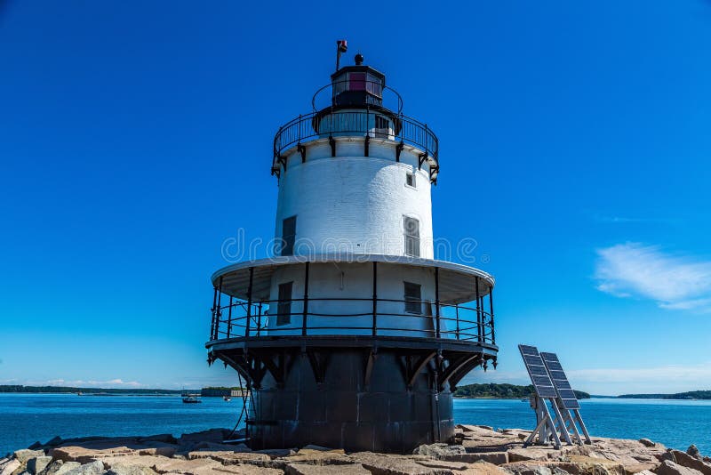 Spring Point Ledge Light Portland Maine Stock Image - Image of casco ...