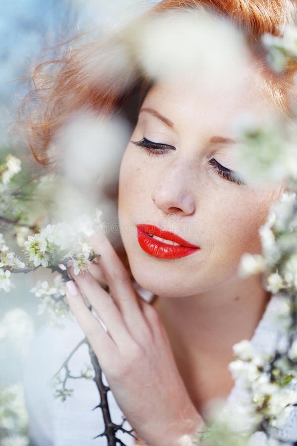Spring portrait stock image. Image of lips, attractive - 13994963